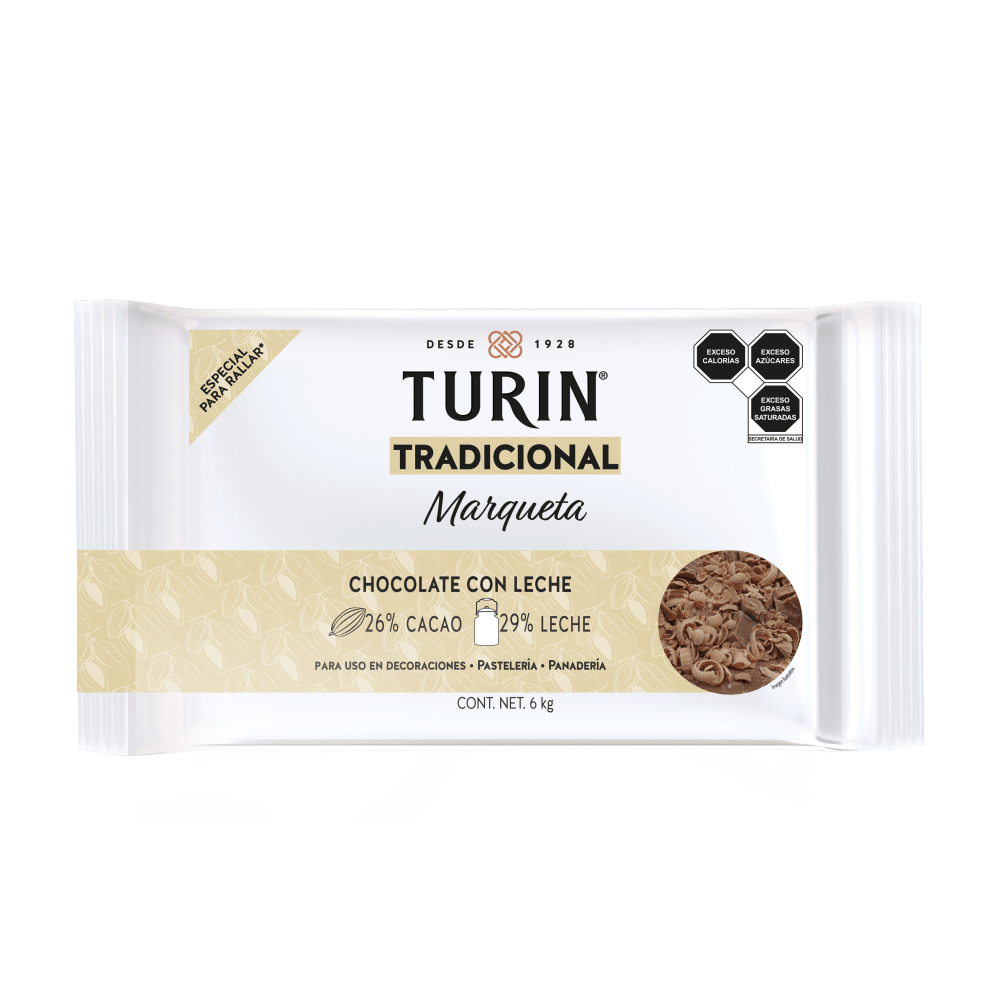 Turin Marqueta de Chocolate con Leche 6kg | Turin Mexico