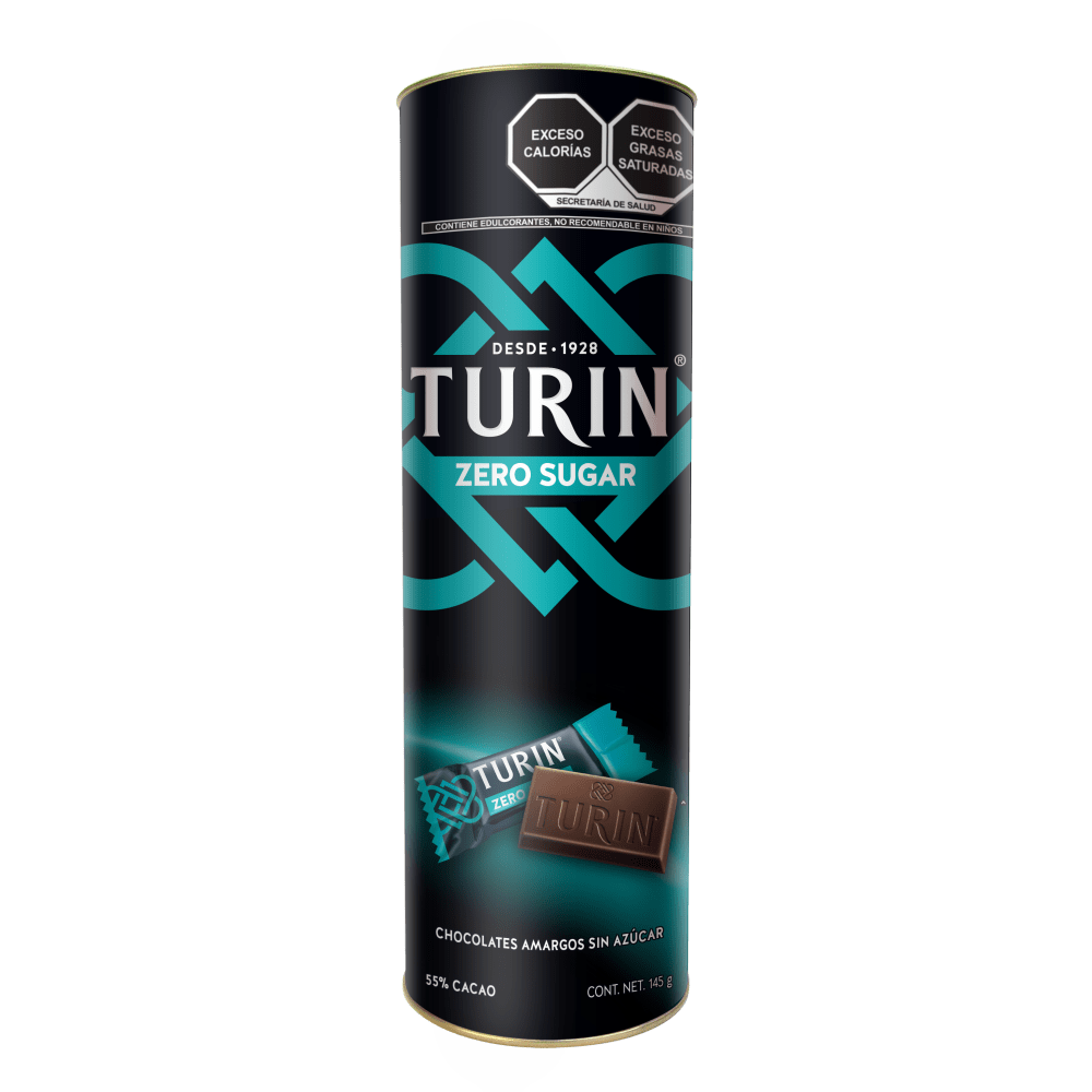Turin Zero Chocolate Amargo Sin Azúcar. Tubo 145g. Bite Size 5g | Turin ...