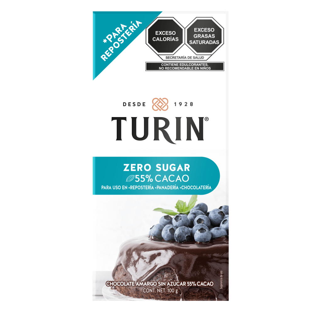 Turin Zero Chocolate Sin Azúcar 55% Cacao Tablilla 100 gramos | Turin ...